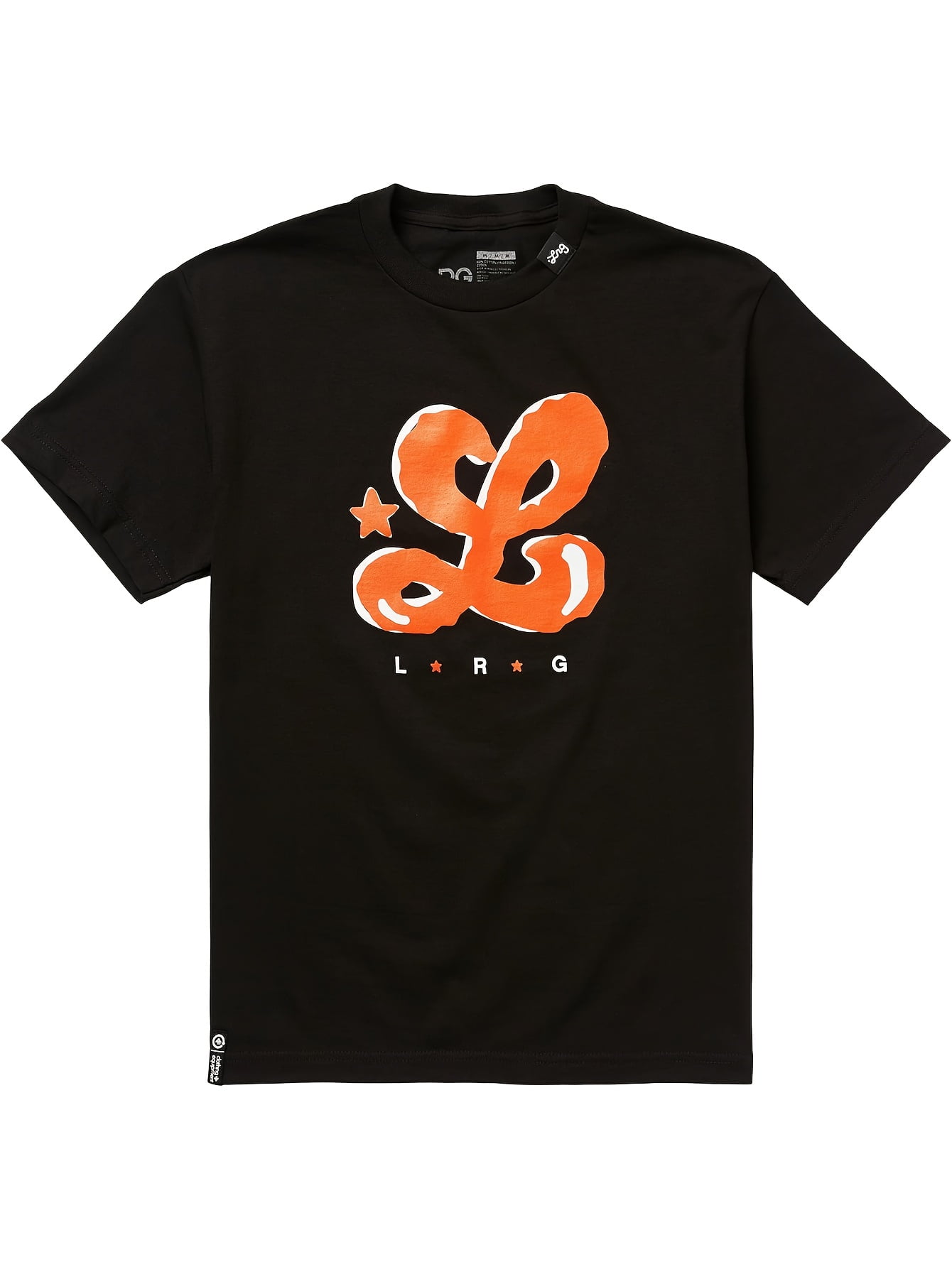 Men'S Shakey L Logo Graphic Cotton T-Shirt - Black with Orange Print ...