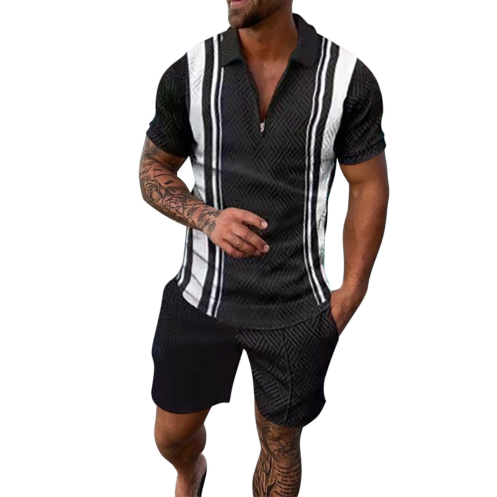 Men'S Shirt And Shorts Set Summer Outfits Casual Short Sleeve Suit For ...