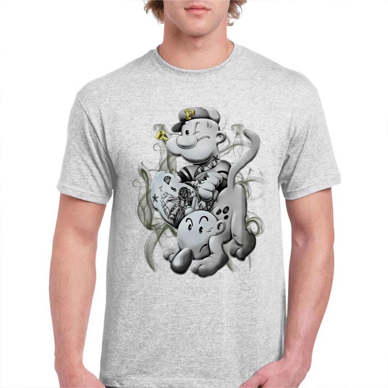 Men'S Shirt -Popeye The Sailor Man-Up In Smoke - Pipe - Vintage ...