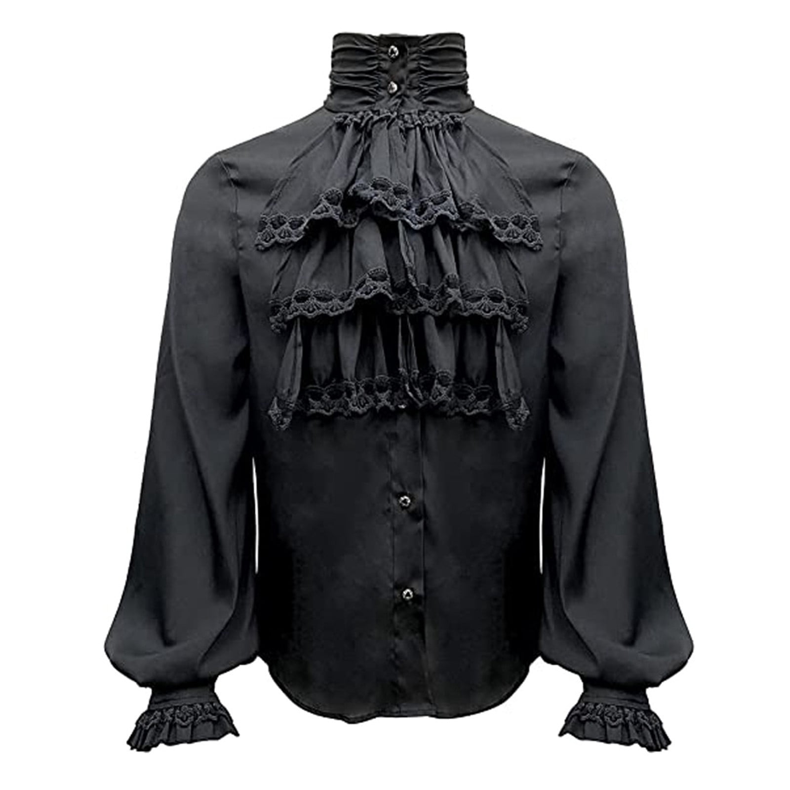 Men'S Shirts Cos Retro Vintage Dress Shirt Black Handsome Daily Wearing ...