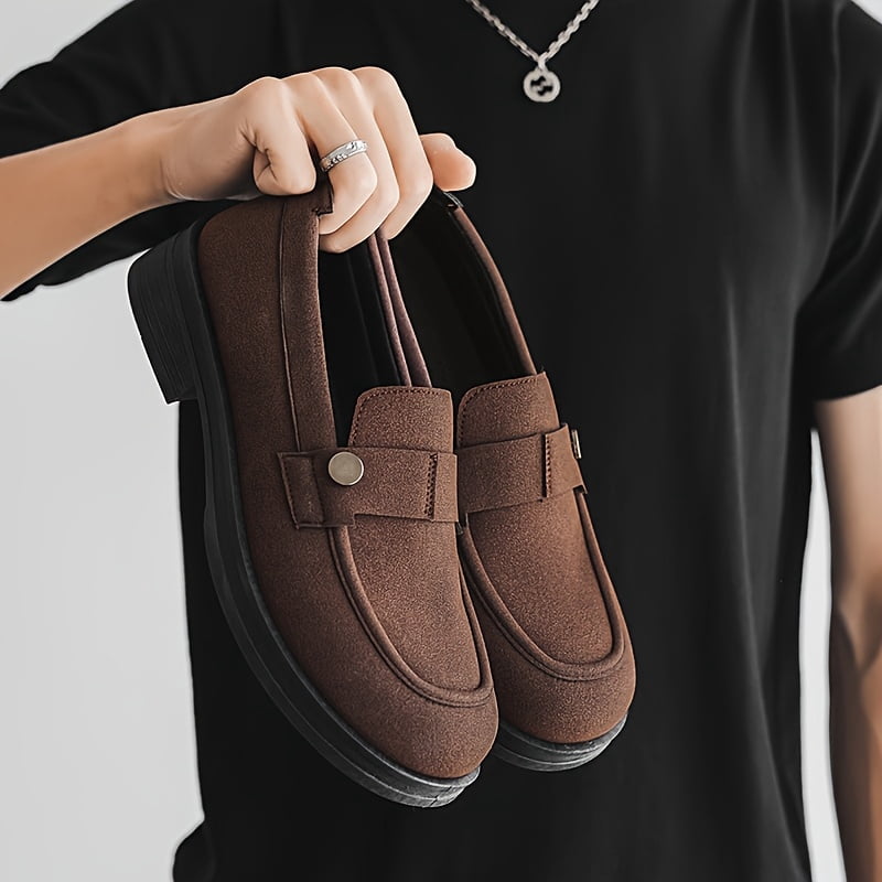 Men'S Slip-On Loafers - All-Season Comfort, Thick Sole, Round Toe, Faux ...