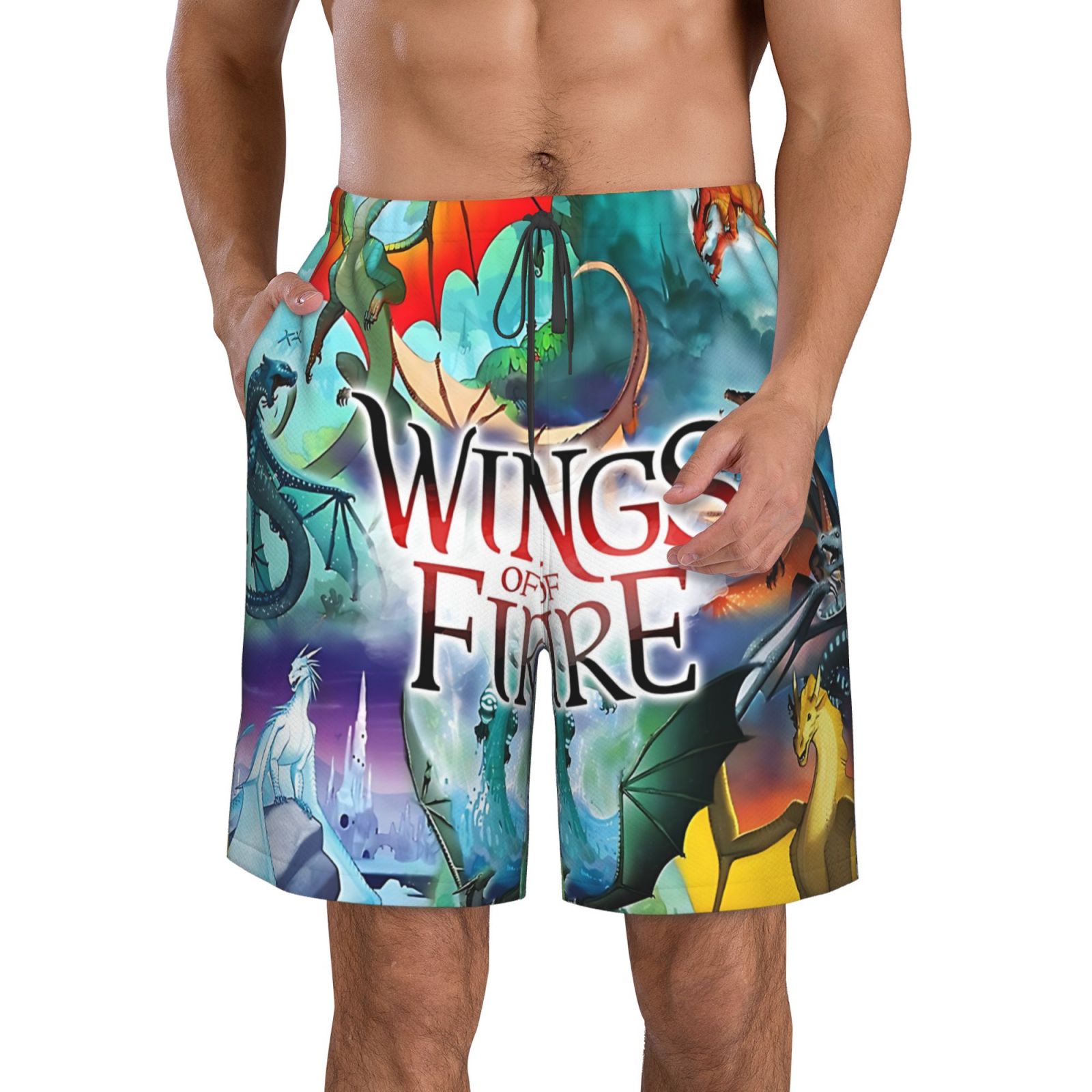 Men'S Wings Dragon Fire Swim Trunks Quick Dry Bathing Suits Holiday ...