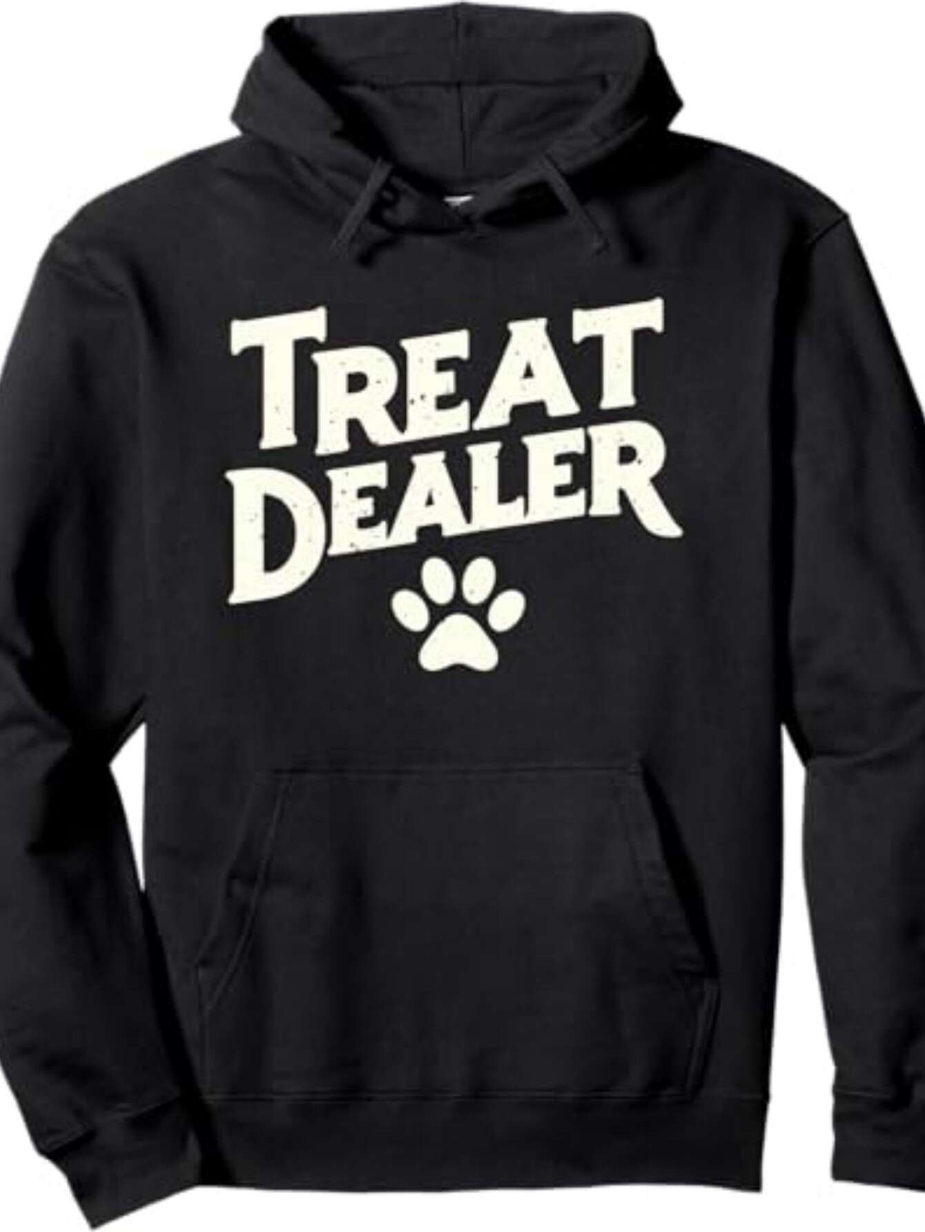 Men'S Treat Dealer Graphic Hoodie with White Paw Print & Lettering ...
