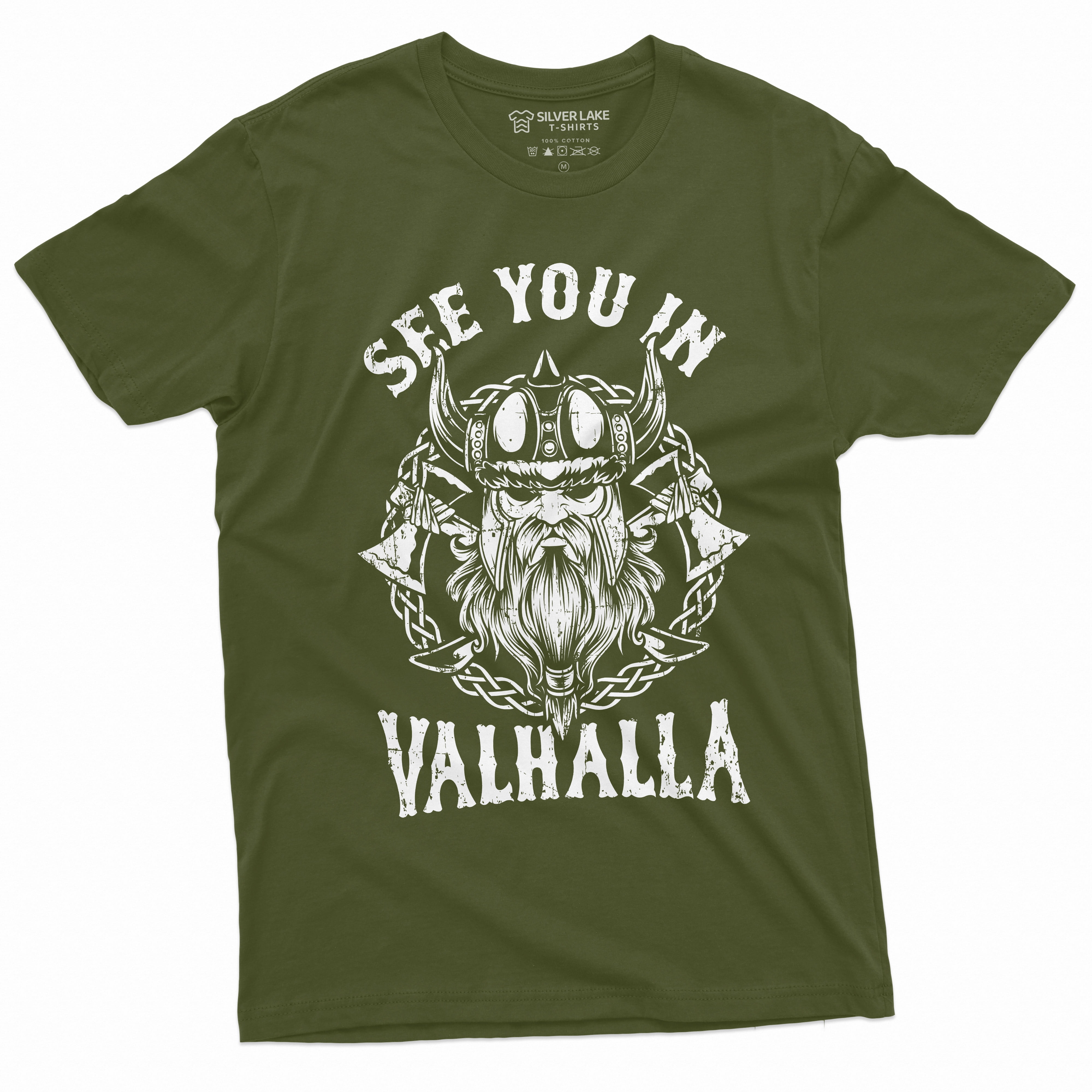 Men'S Viking Warrior T-Shirt See You In Valhalla Nordic Norse Mythology Odin Thor Tee (Large ...