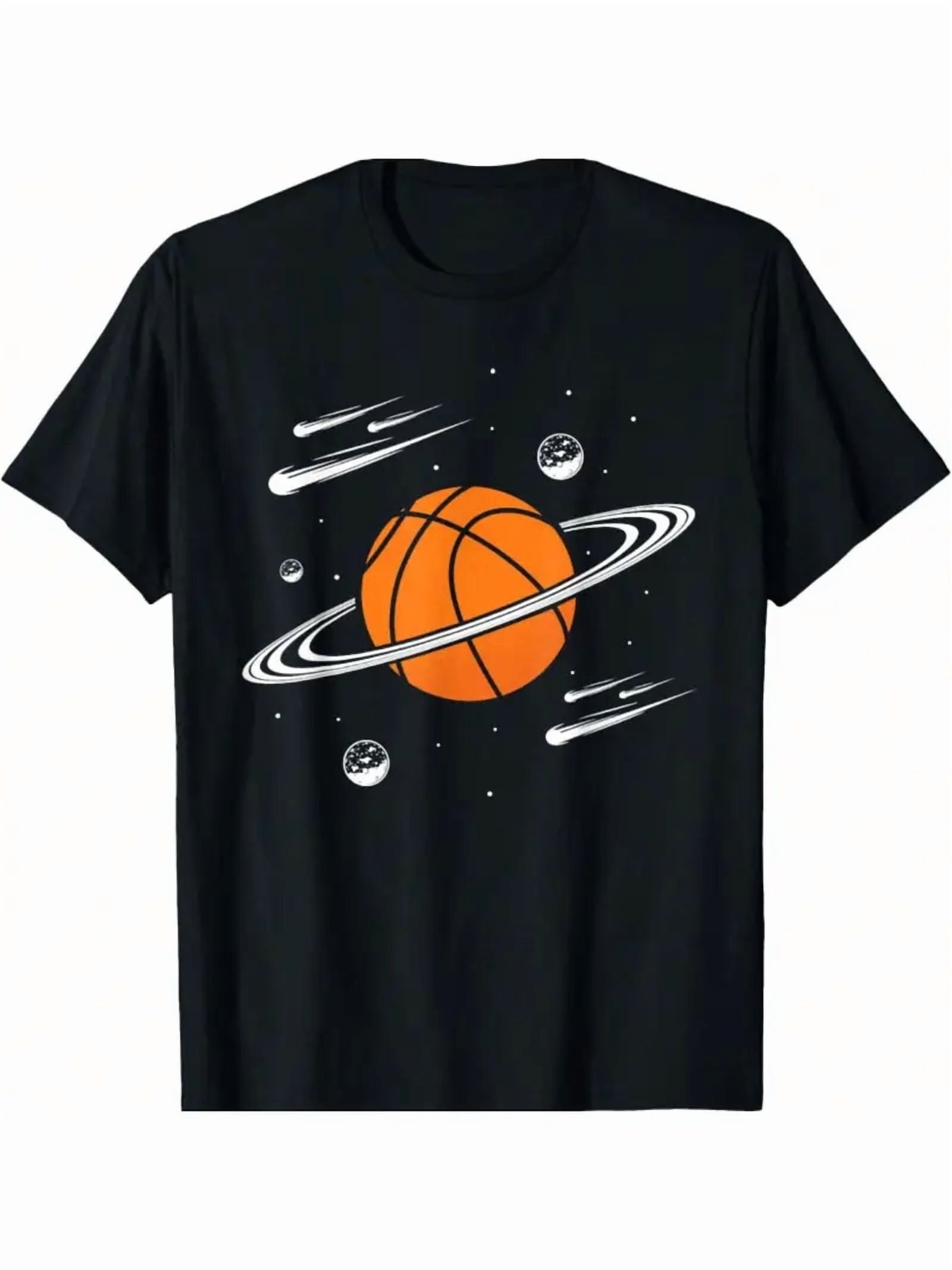 Men'S Vintage Basketball Pattern T-Shirt - Cool Design with Planets and ...