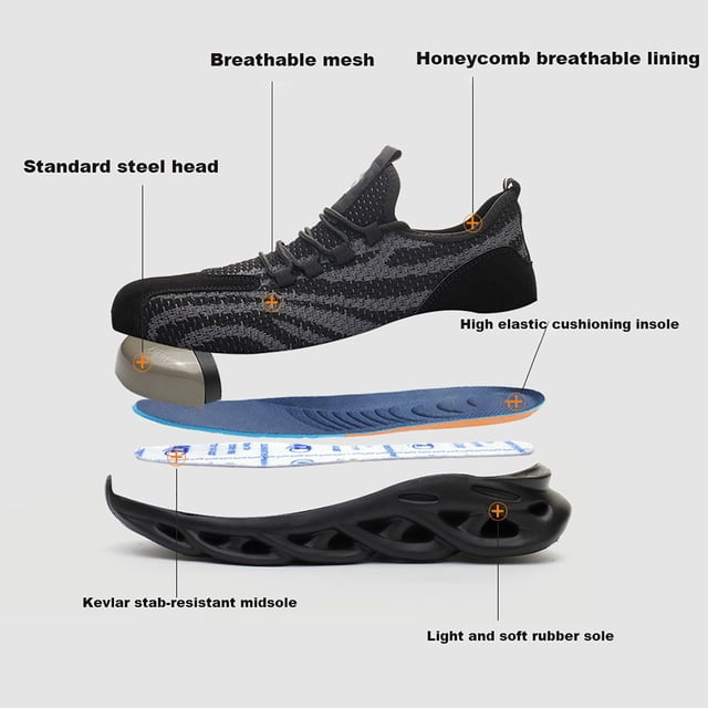 Men Safety Trainer Breathable Steel Toe Cap Trainers Lightweight ...