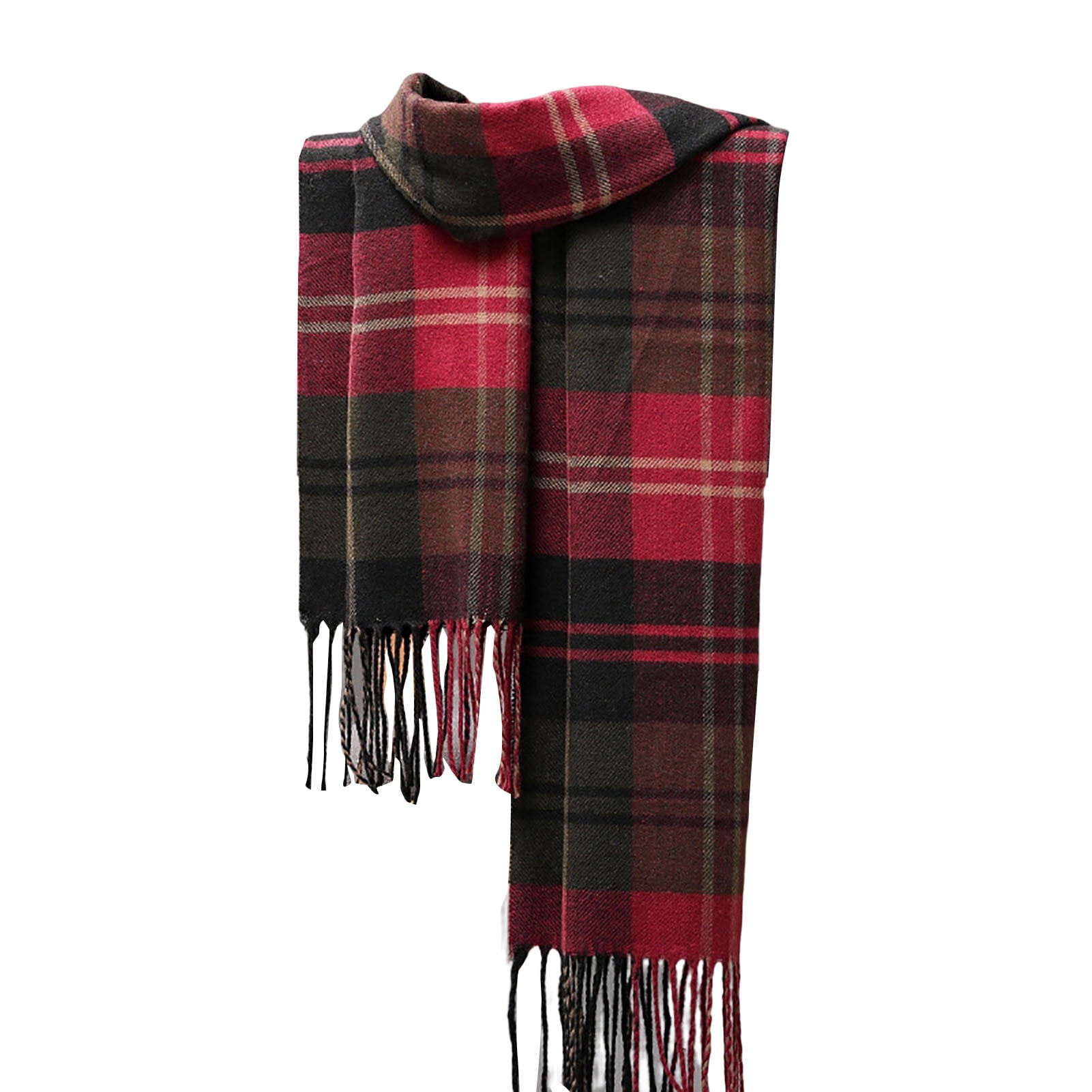 Men's Tartan Plaid Scarf, British Style, Soft Faux Cashmere, Fringed ...