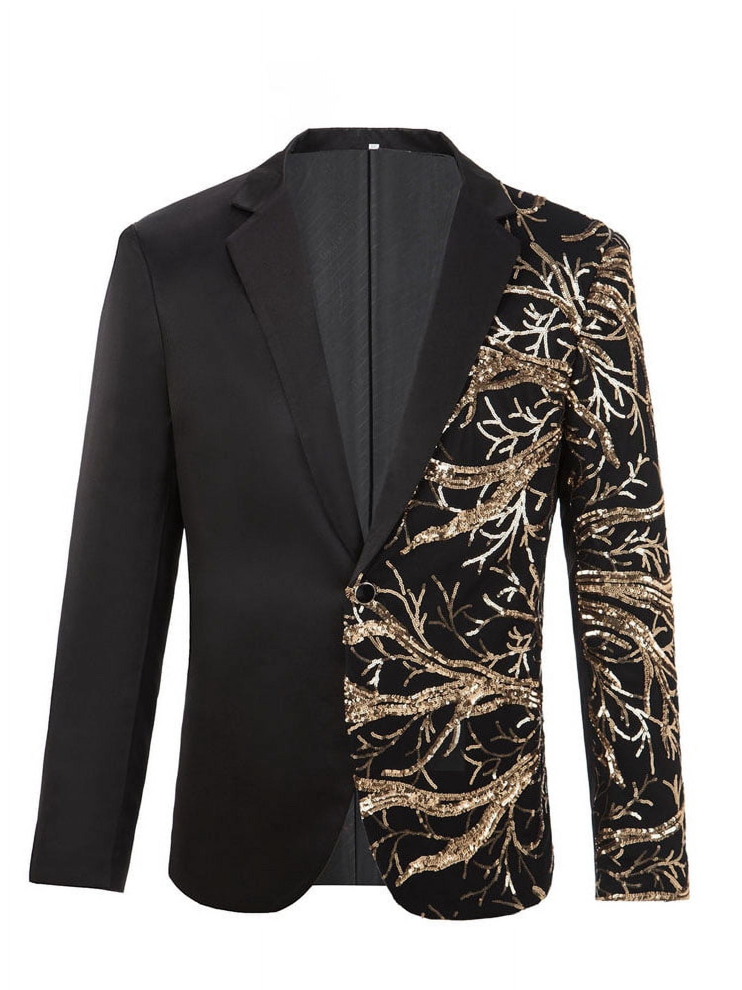 Men Sequin Jacket Glitter Tuxedo Paillette Champagne Sequined Blazer ...
