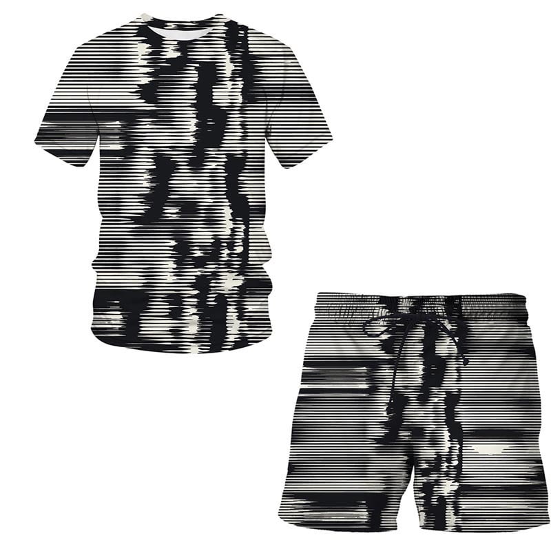 Men Set Sport Set Outfit 2 Piece Set Abstract Geometric 3D Digital ...