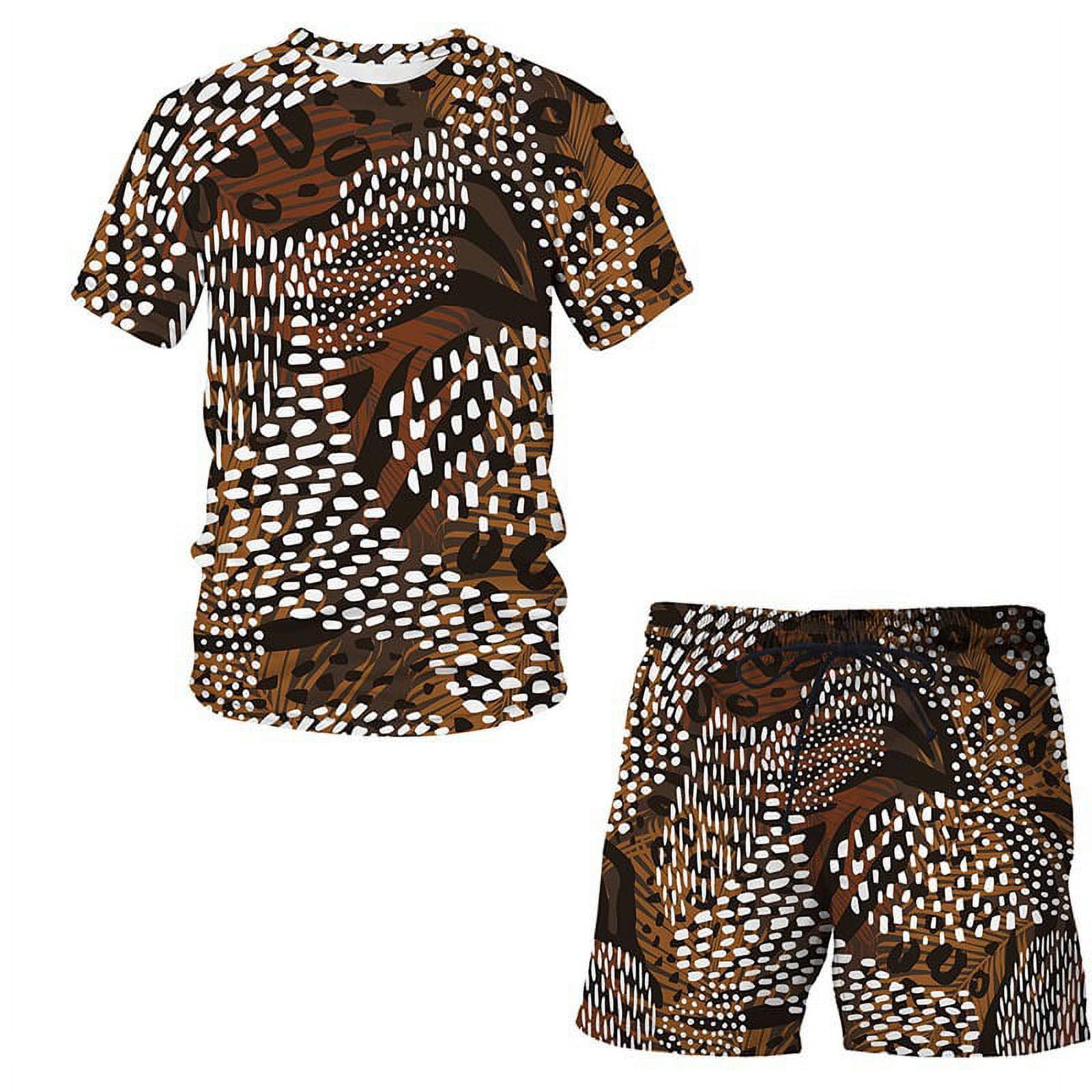 Men Sets Outfits 2 Piece Summer Fashion Leopard Print 3D Digital ...