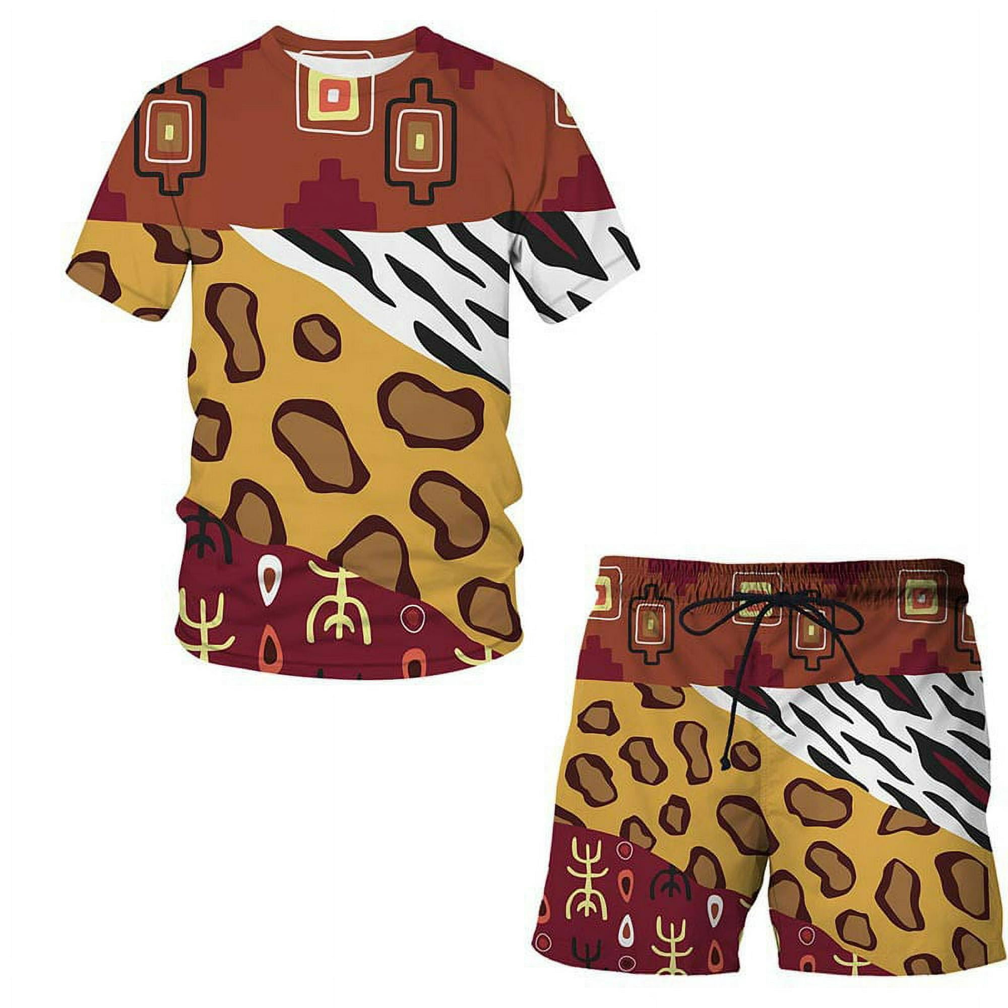 Men Sets Outfits 2 Piece Summer Fashion Print 3D Digital Printing T ...
