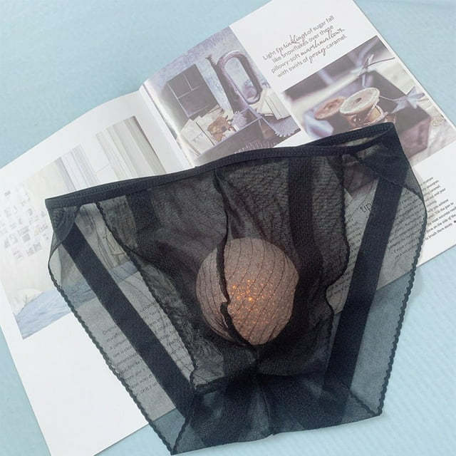 Men Sexy See Through Briefs Sheer Mesh Pouch Underwear Panties Lingerie ...