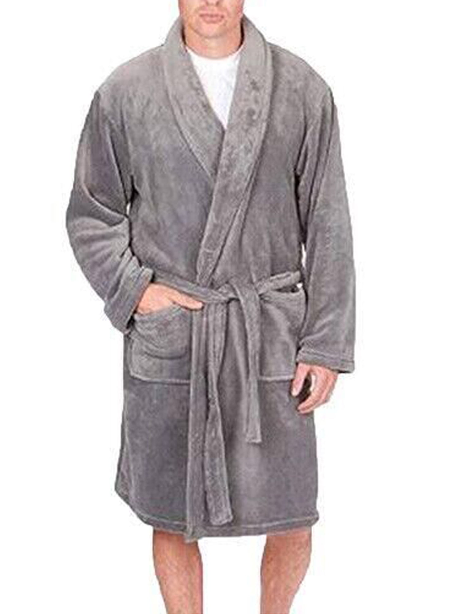 Men Shawl Bathrobe Robe Coat Long Gown Padded Plus Velvet Nightwear ...