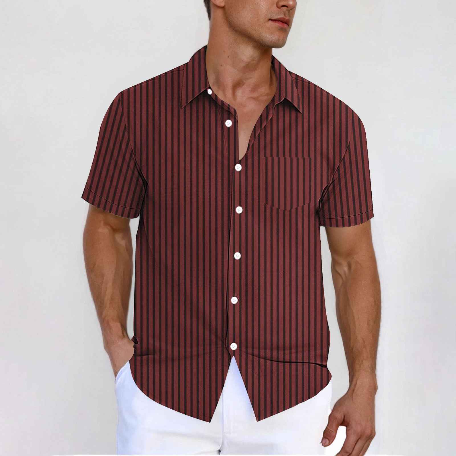 Men Shirt Mens Shirts Casual Button Down Shirt Men Men's Short Sleeve ...