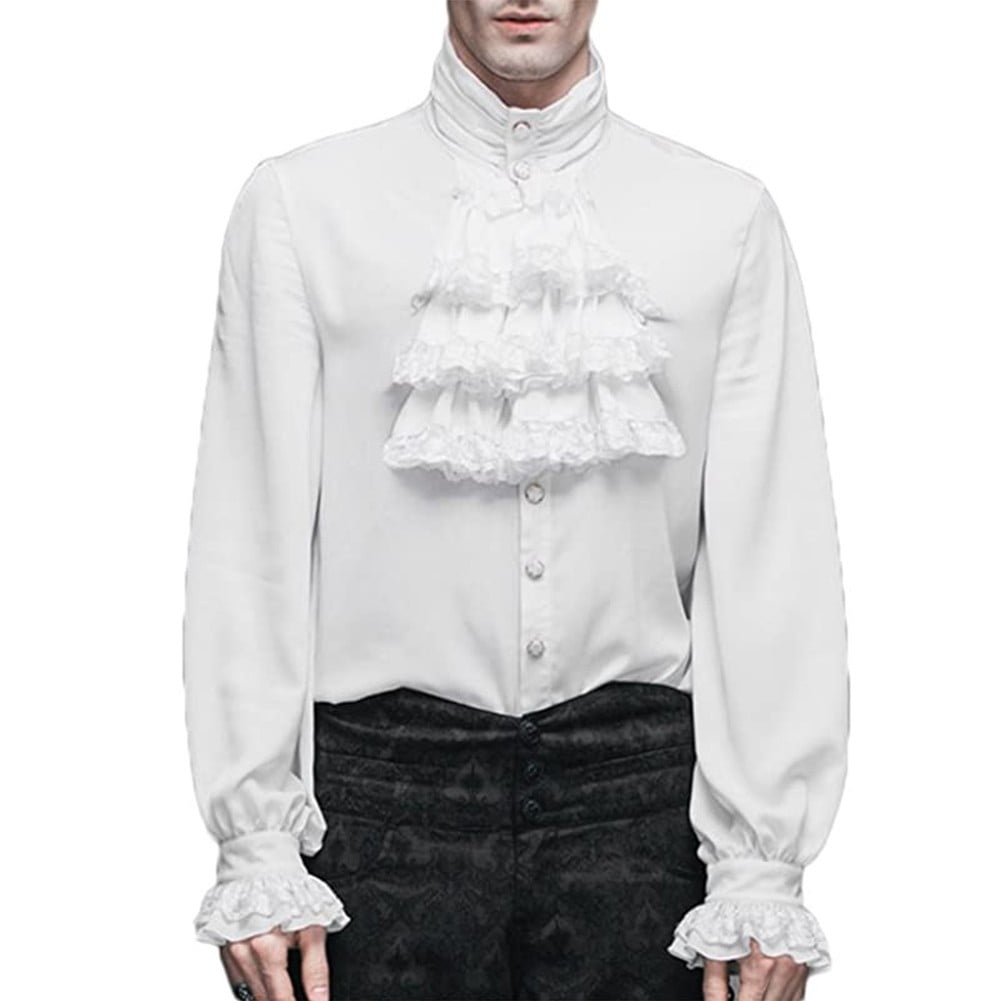 Men Shirt Vampire Victorian Renaissance Gothic Ruffled Medieval Blouse ...