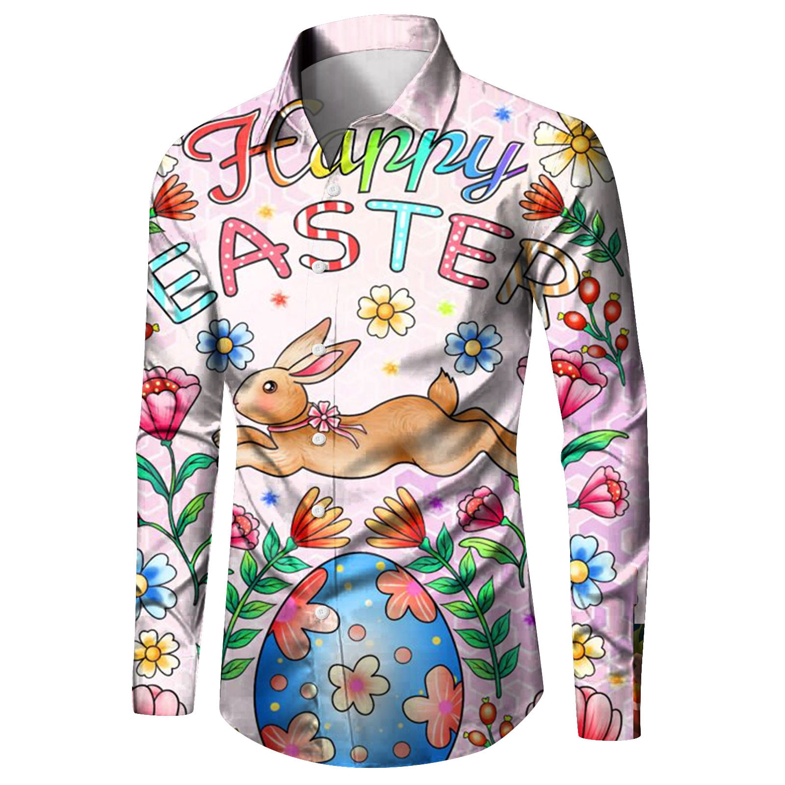 Men Shirts Male Easter Digital 3D Printing Short Sleeve Lapel Button ...