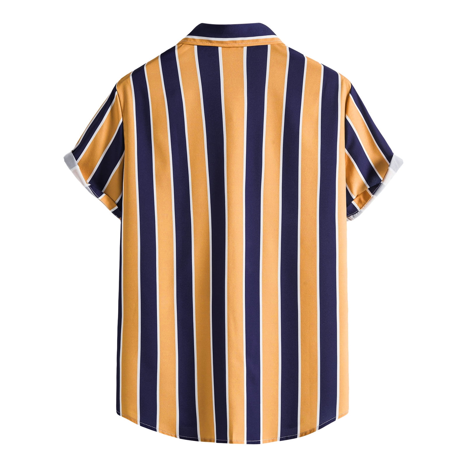 Men Shirts Male Spring Summer Striped Turndown Collar Casual Short ...