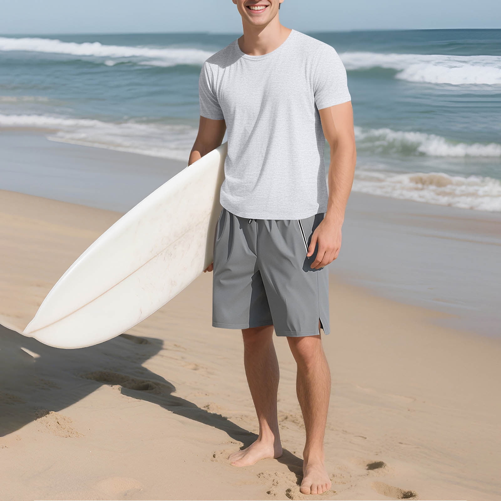 Men Shirts Short Sleeve Men Casual Fashion Solid Color Fitness ...