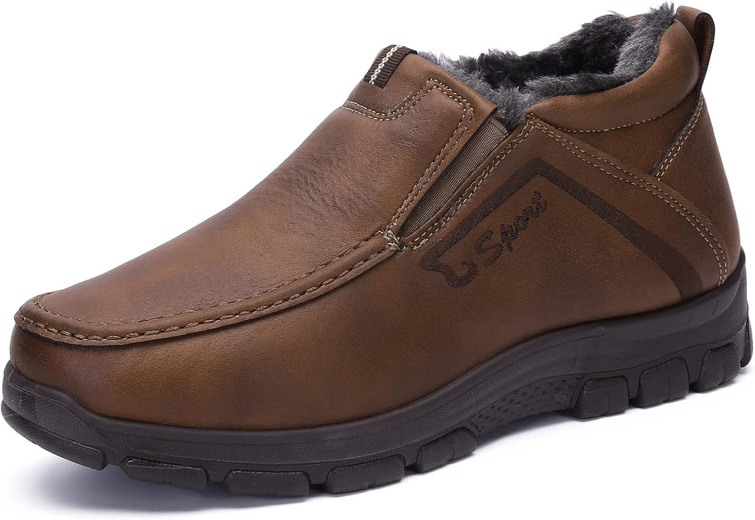 Men Shoes Winter Snow Boots Cotton-padded Slip on Casual Warm Walking ...