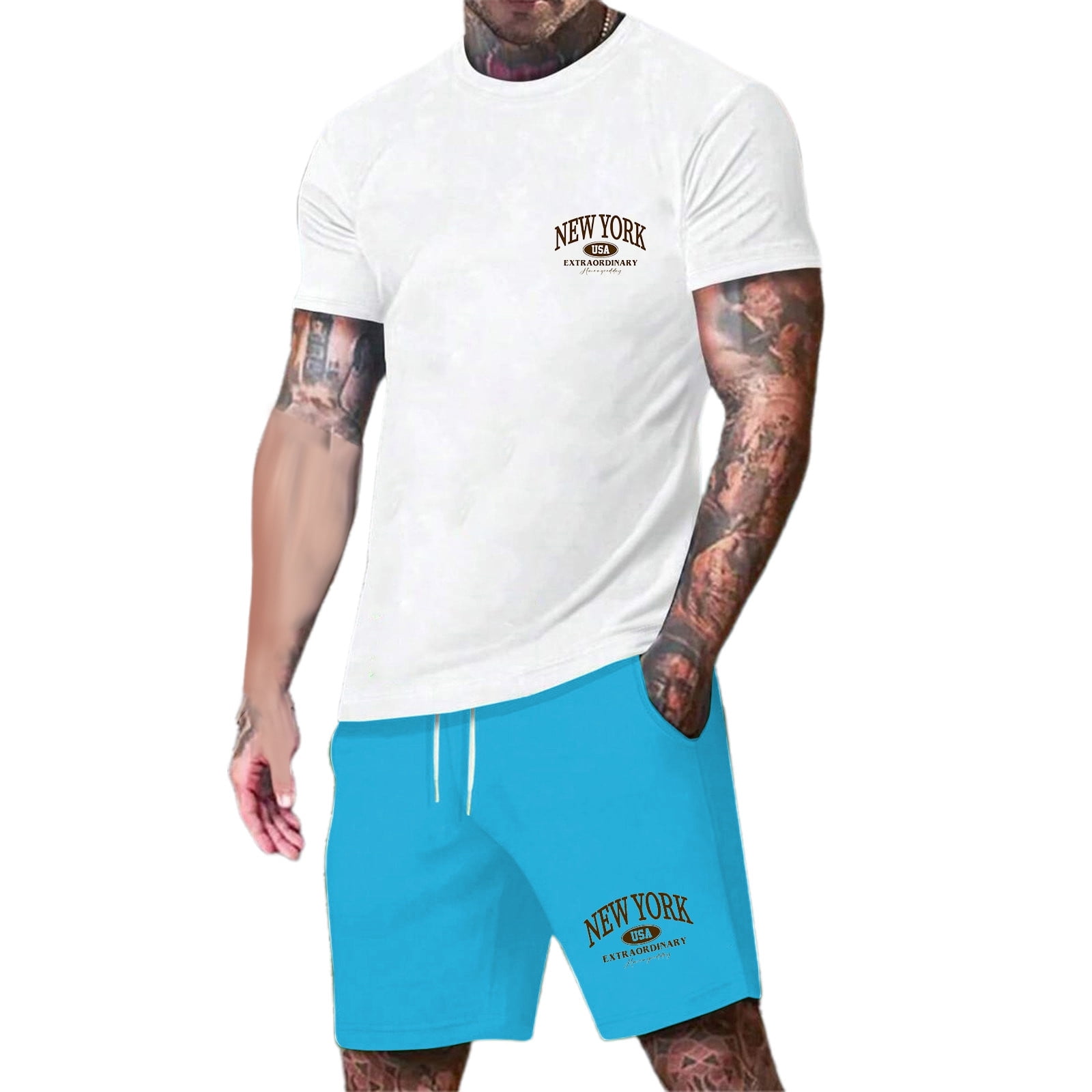 Men Short Sets Outfits 2 Piece Big & Tall Oversized Matching T-Shirt ...