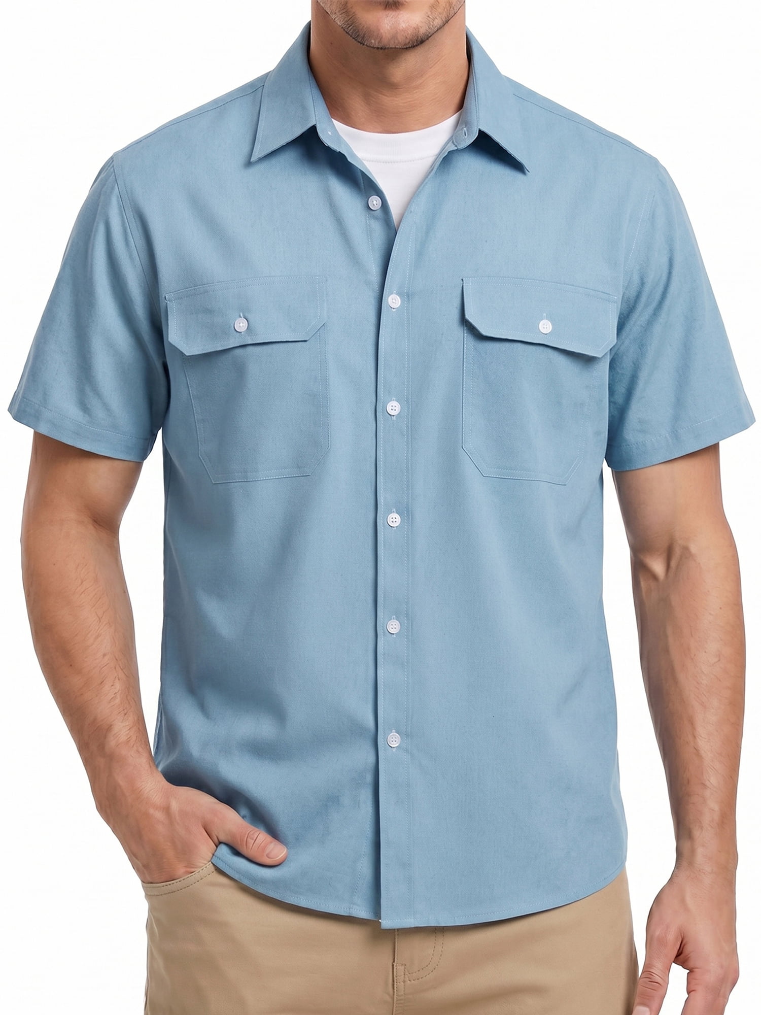 Men Short Sleeve Button Down Shirt Casual Button Up Shirt Relaxed Fit ...