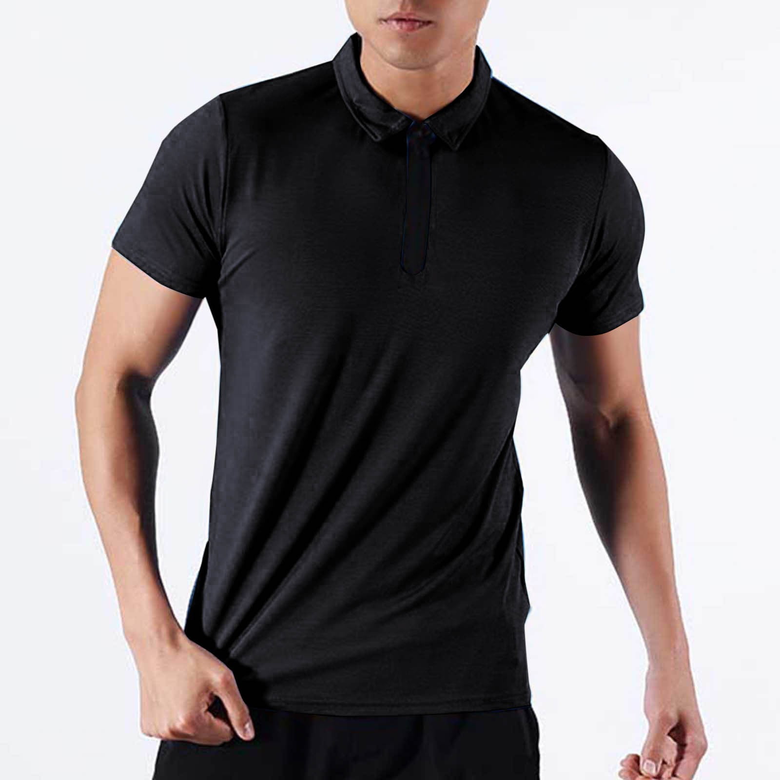 Men Short Sleeve Button down Slim Fit Mens T-Shirts Cotton Bulk Summer ...