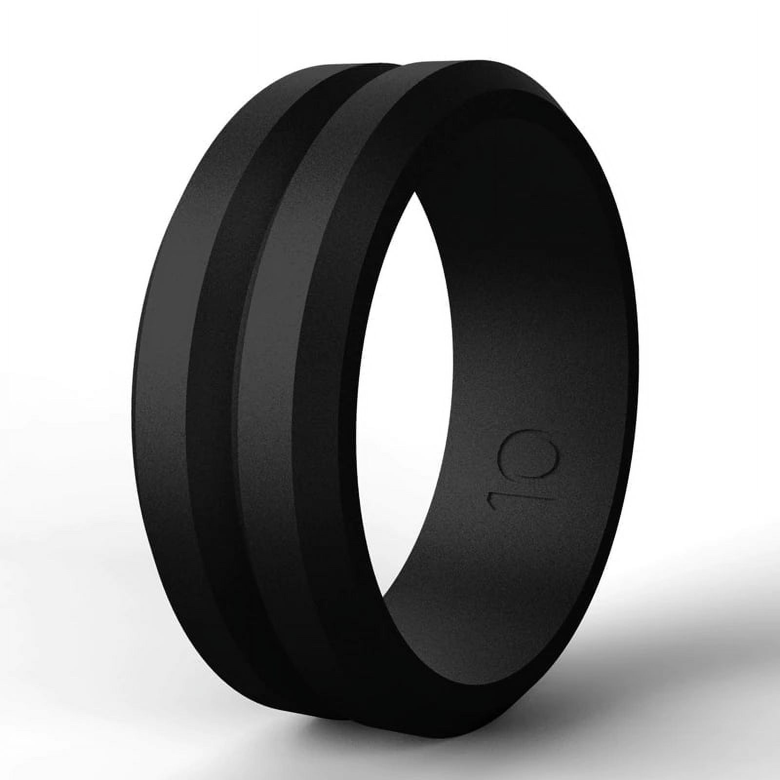 Men Silicone Wedding Band Ring Guys Black Rubber Flexible Gym Plastic ...