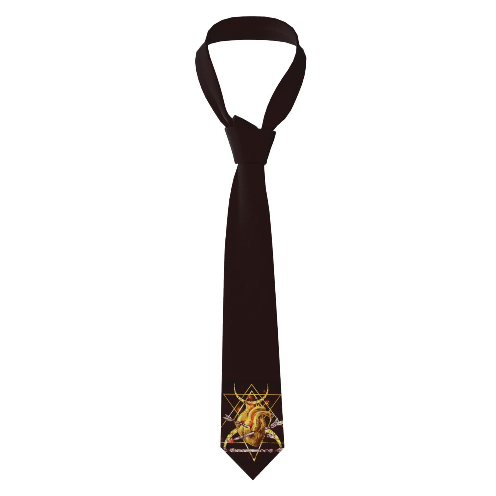 Men Silk Tie Boho Gold Human Heart And Arrow Hand Drawn Mens Necktie ...