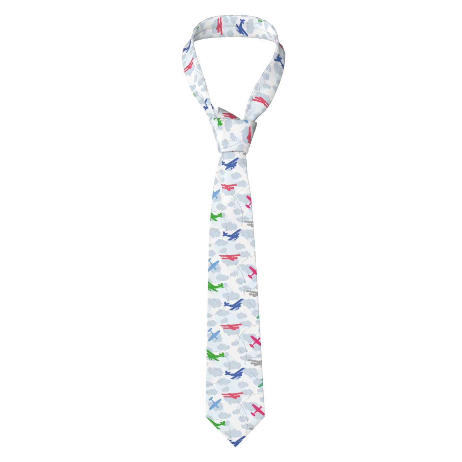 Men Silk Tie Cute Airplanes In The Clouds Mens Necktie for Business and ...