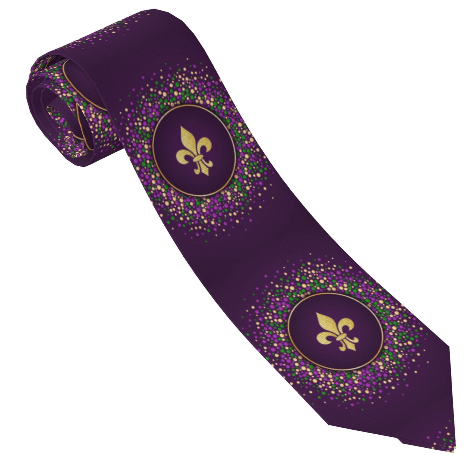 Men Silk Tie Mardi Gras Dotted Frame With Golden Fleur De Lis Mens ...
