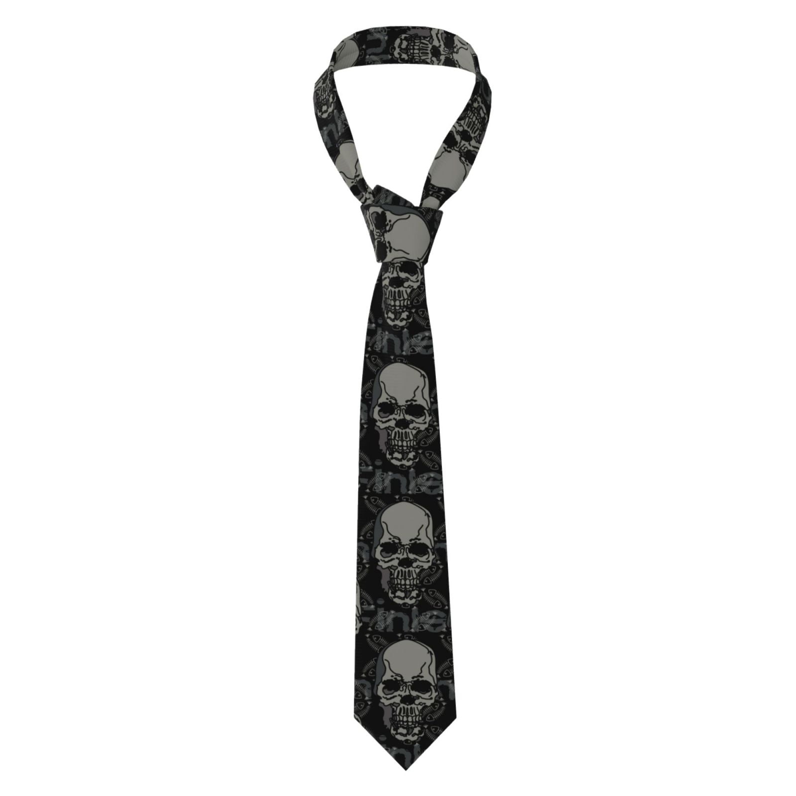 Men Silk Tie Skull And Fish Skeleton Mens Necktie for Business and ...