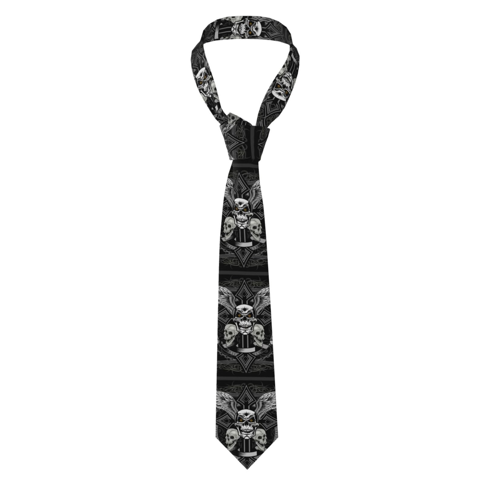 Men Silk Tie Skull And Ornate Christian Cross Mens Necktie for Business ...