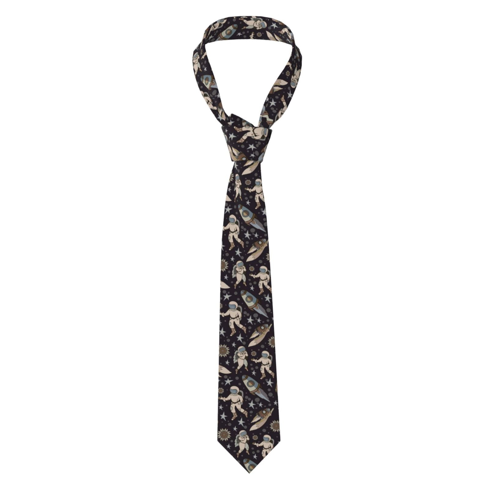 Men Silk Tie Space Planet Star Rocket Fox Mens Necktie for Business and ...