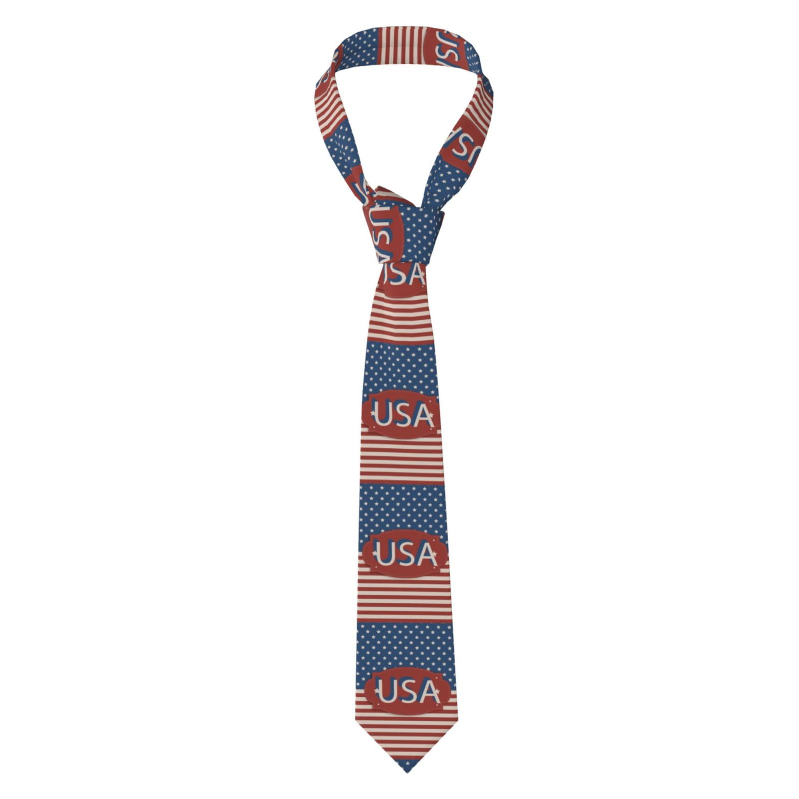 Men Silk Tie USA Flag Vintage Label Mens Necktie for Business and ...