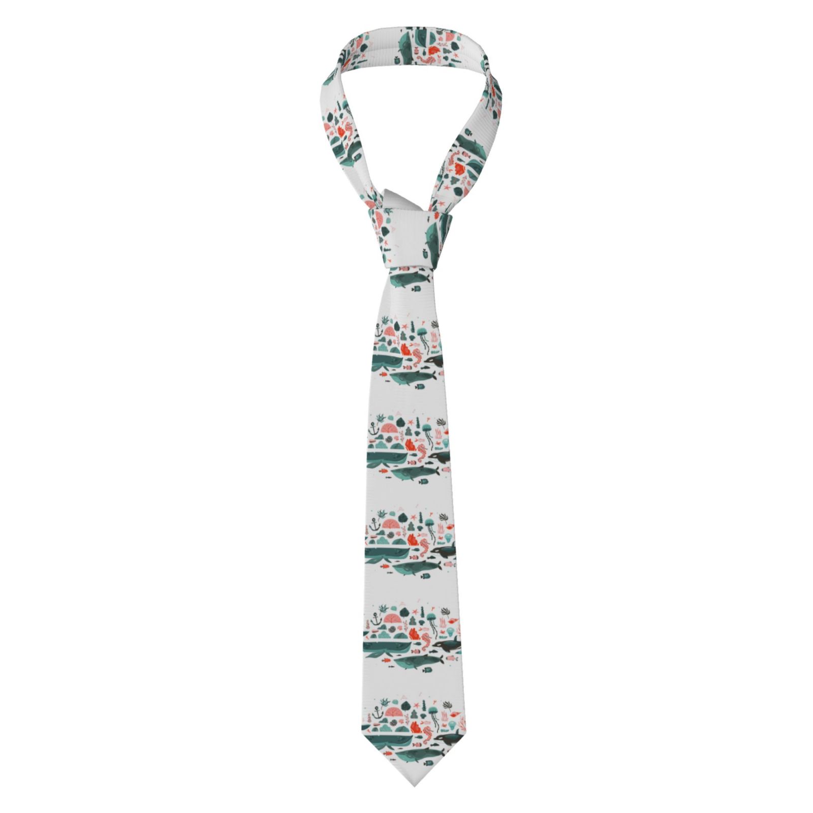 Men Silk Tie Underwater Coral Reefs Killer Whale Jellyfish Fishes Mens ...