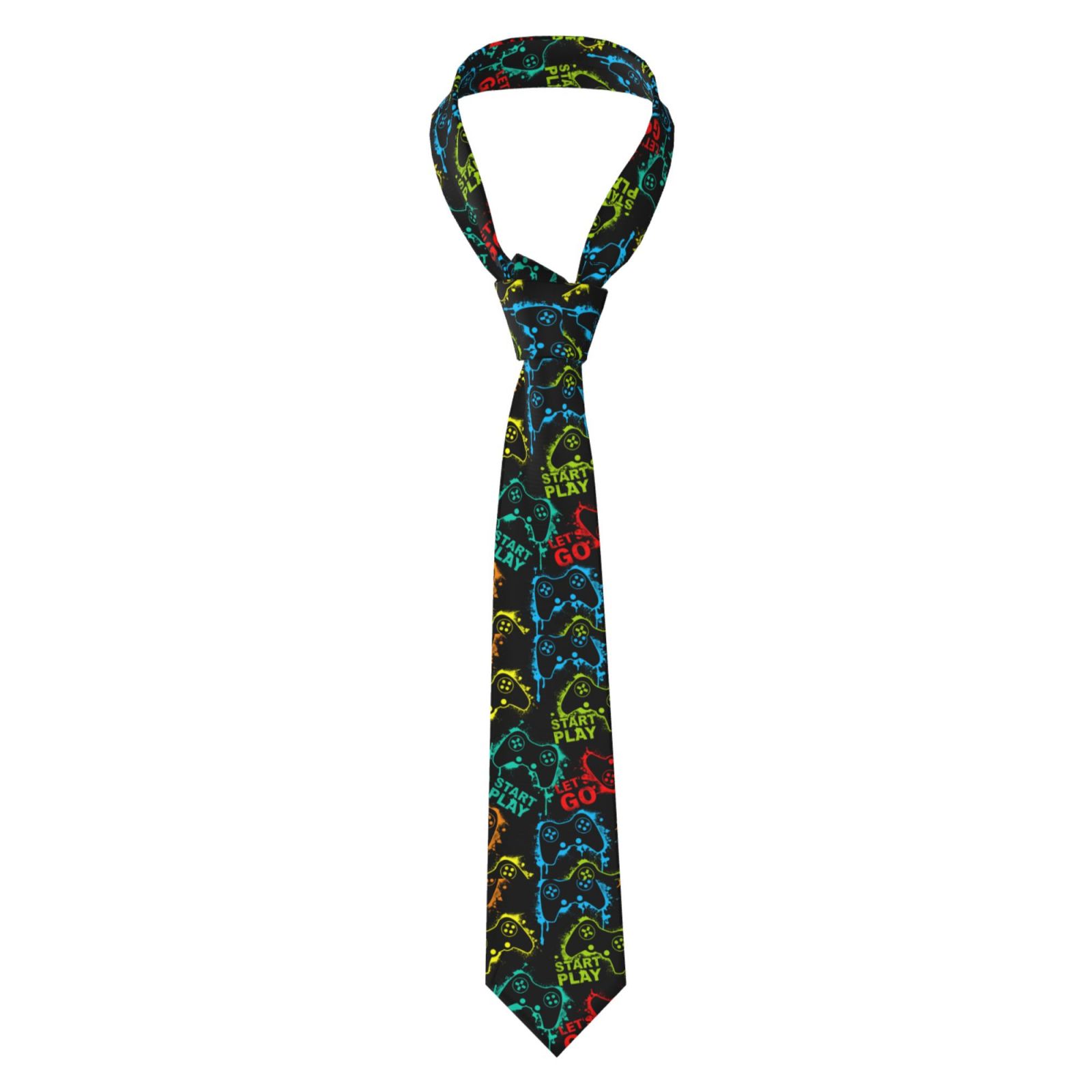 Men Silk Tie Video Game Gamer Pattern Mens Necktie for Business and ...