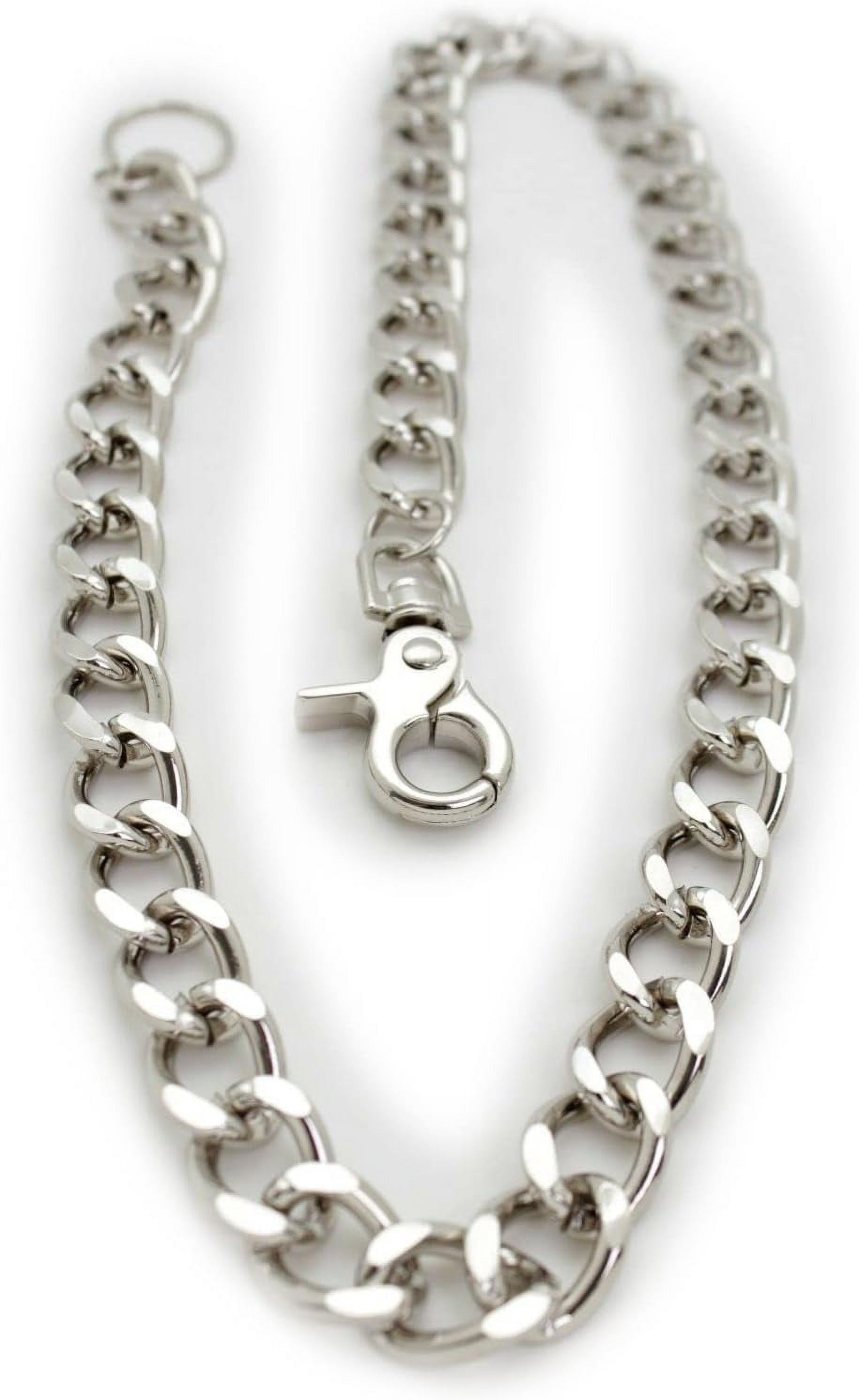 Men Silver Color Metal Wallet Chain Thick Biker Extra Long Strand ...