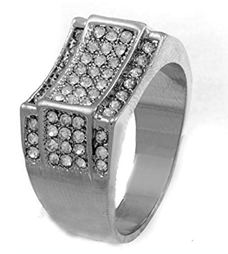 Men Silver Tone Micro-pave Horizontal Bling Iced Out Cz Hip Hop Style ...
