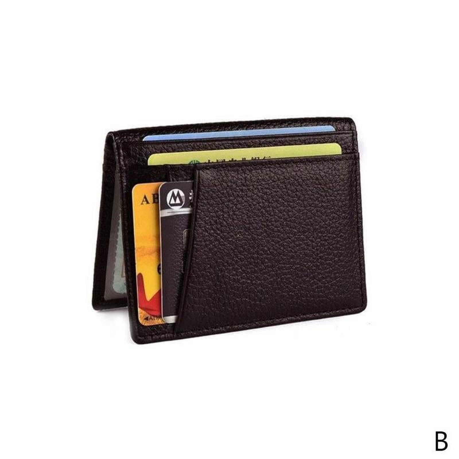 Men Simple Thin Genuine Leather Bifold Id Wallet Money Card Credit ...