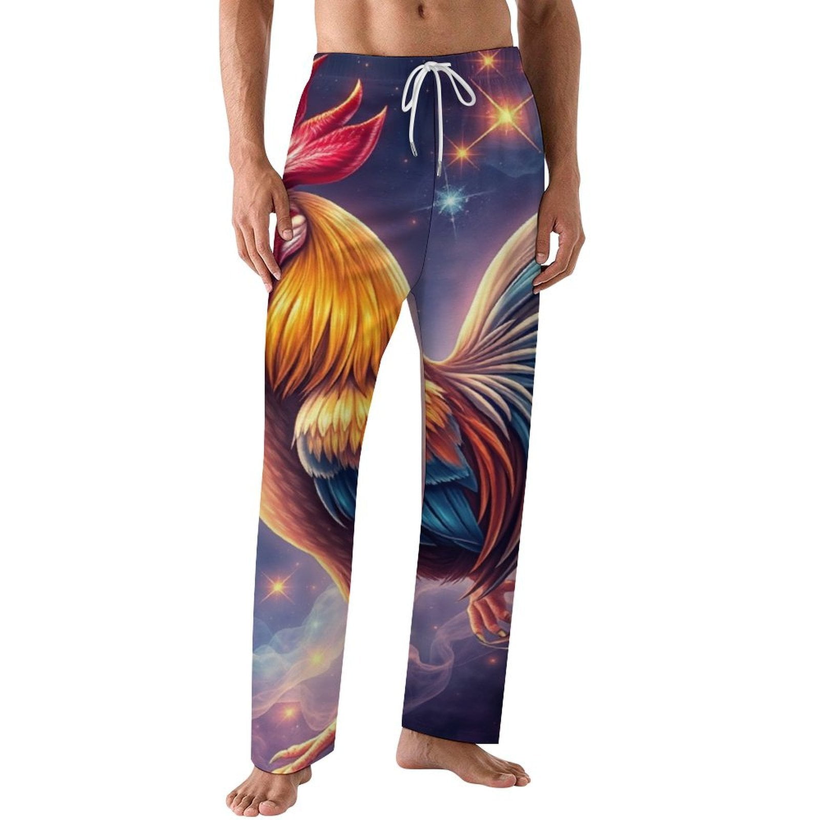 Men Sleep Bottoms Colorful Rooster in Starry Space. Male Lounge ...
