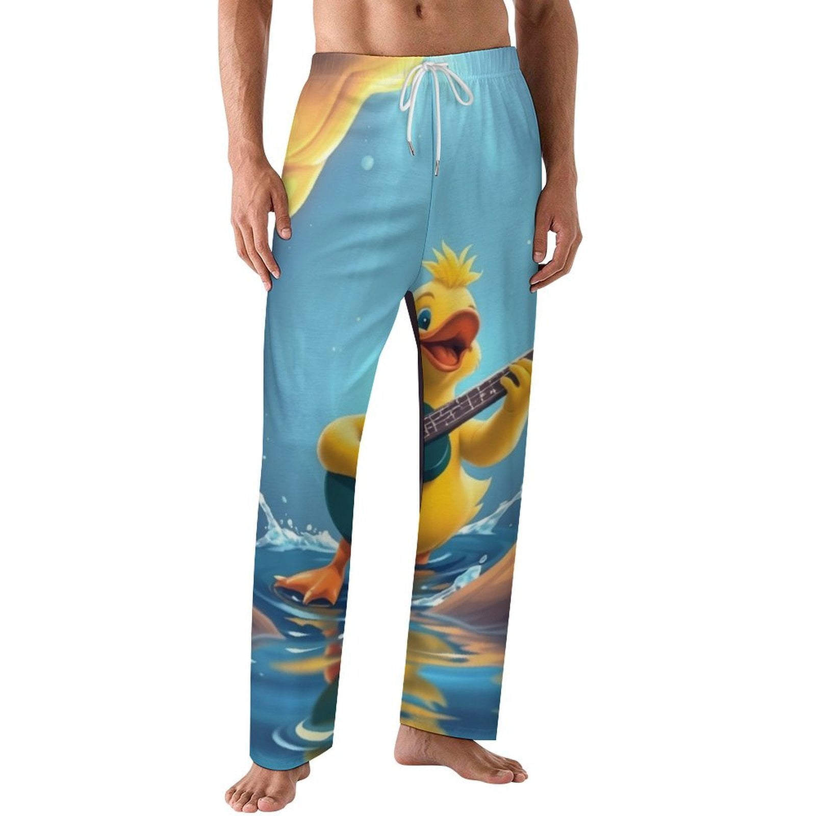 Men Sleep Bottoms Duck Playing Guitar(2) Male Lounge Trousers Men's ...