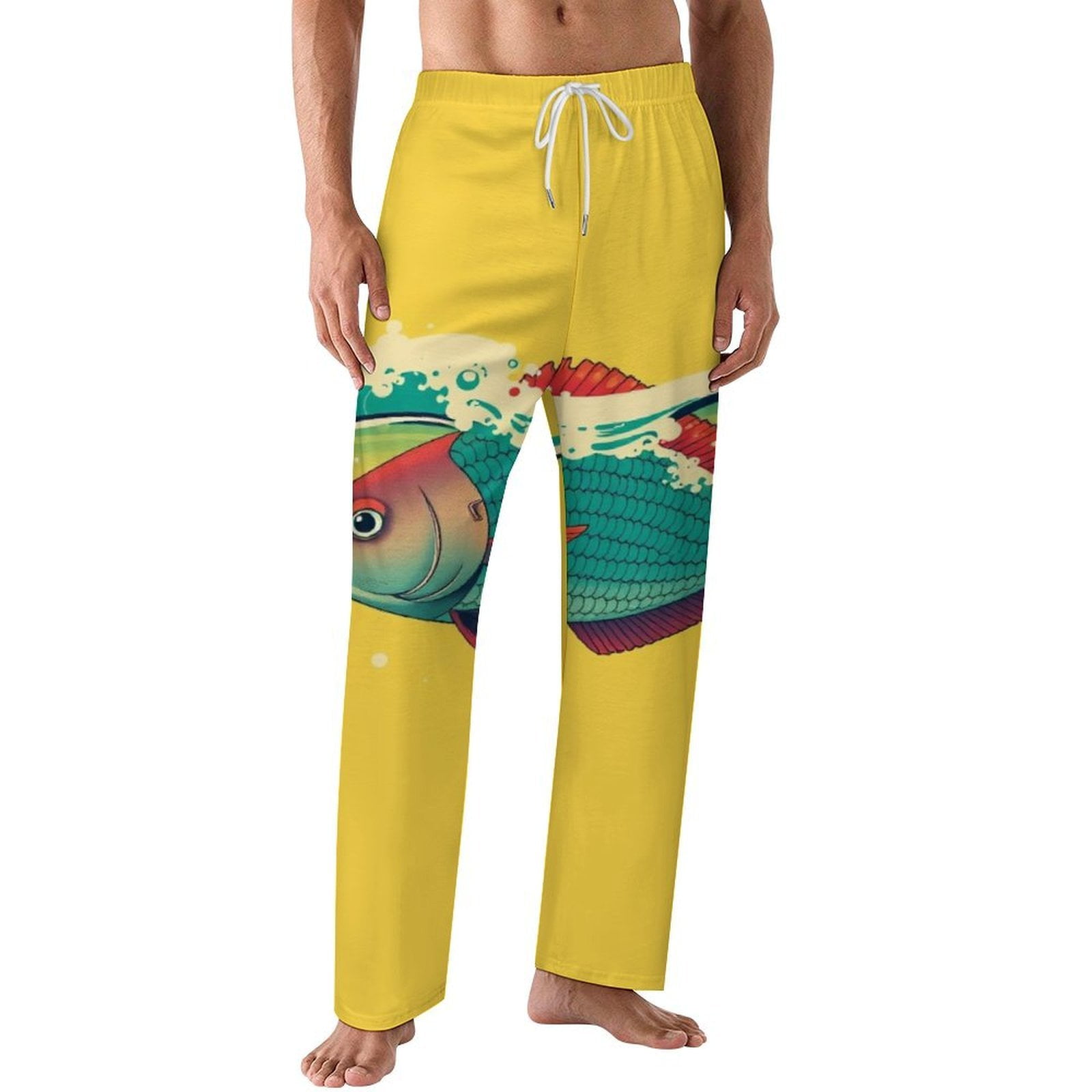 Men Sleep Bottoms Fish Swimming Water Male Lounge Trousers Men's Pajama ...