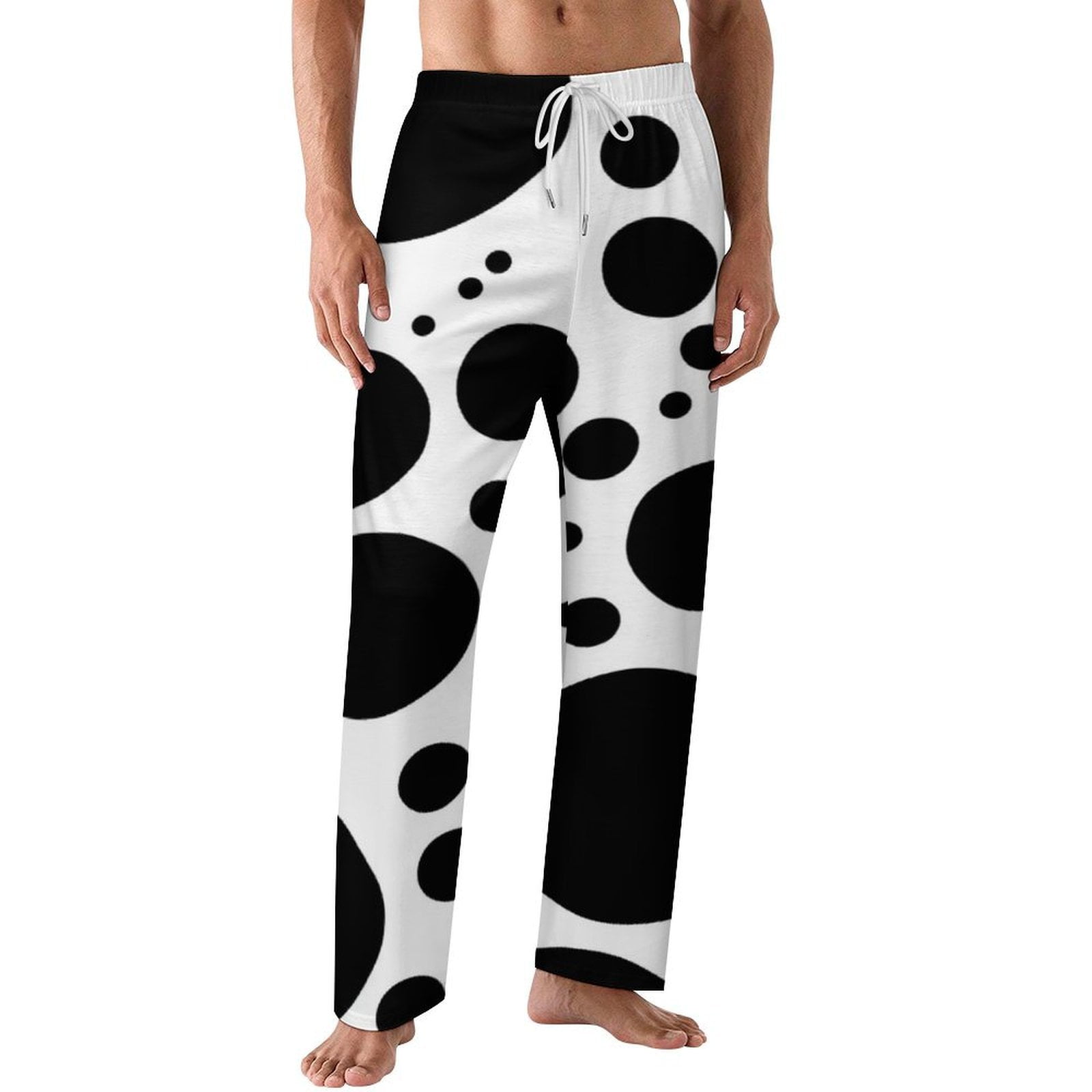 Men Sleep Bottoms Male Lounge Trousers Men's Black Spots on White ...