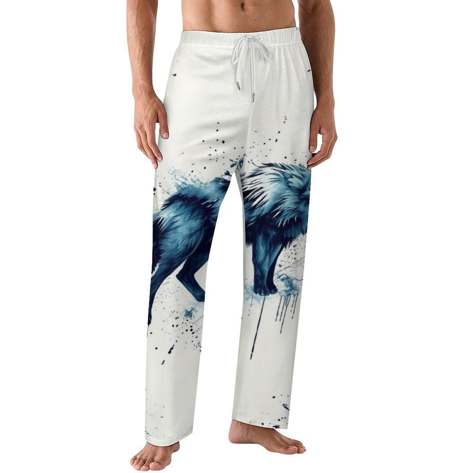 Men Sleep Bottoms Male Lounge Trousers Men's Blue Wolves Splash Art ...