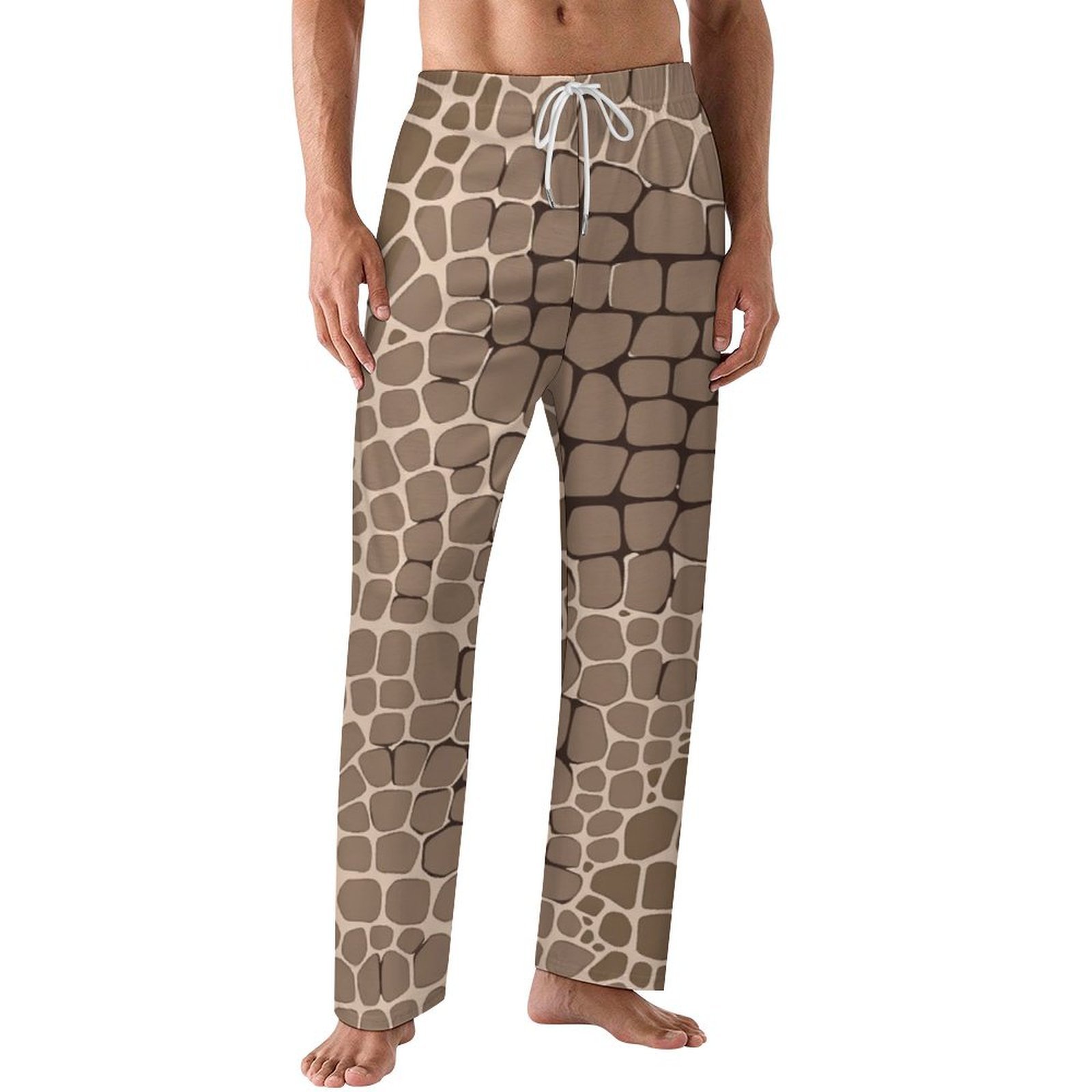 Men Sleep Bottoms Male Lounge Trousers Men's Brown Reptile Skin Texture ...
