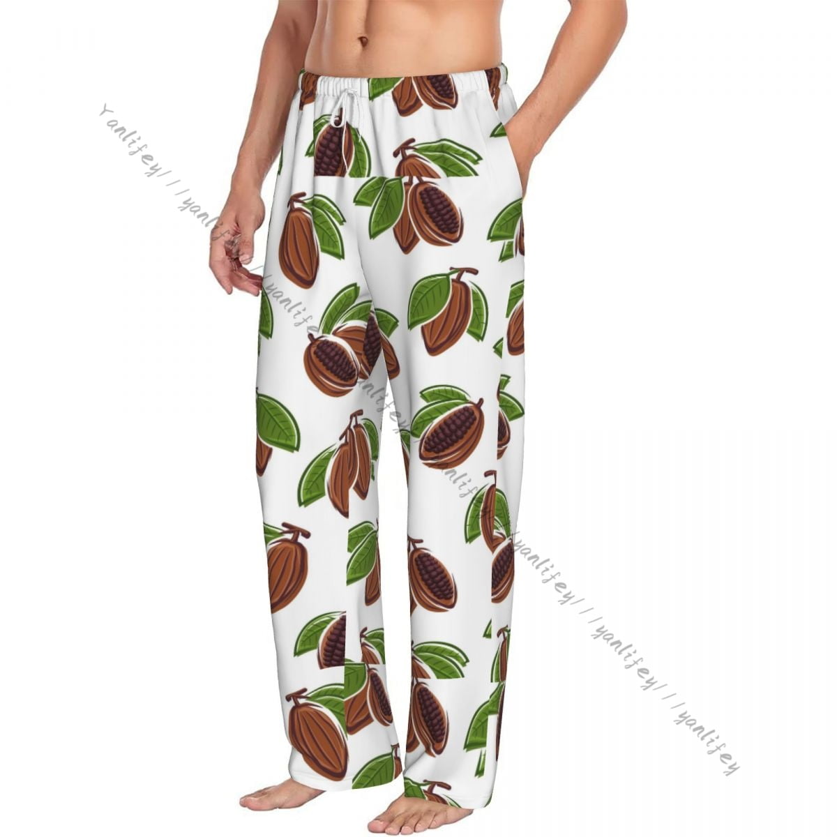 Men Sleep Bottoms Male Lounge Trousers Men's Cacao Beans Pajama Pants ...