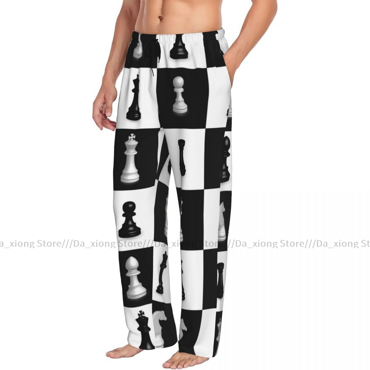 Men Sleep Bottoms Male Lounge Trousers Men's Chess Wood Pajama Pants ...