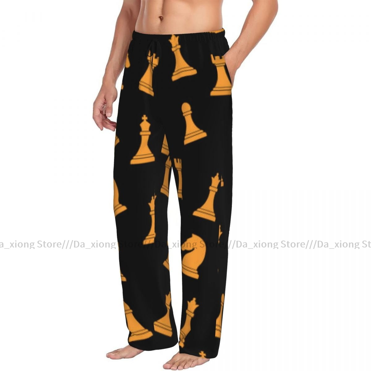 Men Sleep Bottoms Male Lounge Trousers Men's Chess Wood Pajama Pants ...