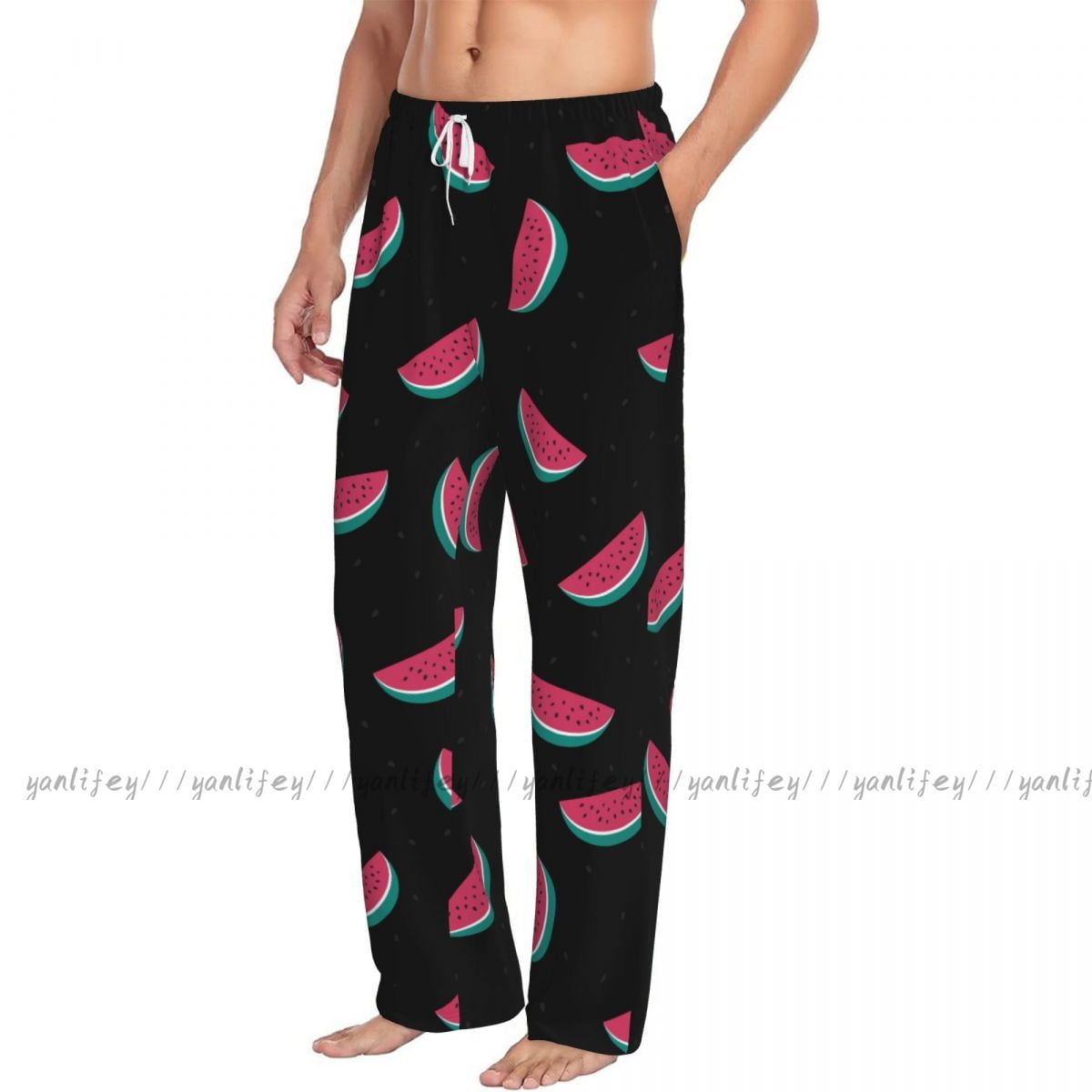 Men Sleep Bottoms Male Lounge Trousers Men's Cute Black Watermelon ...