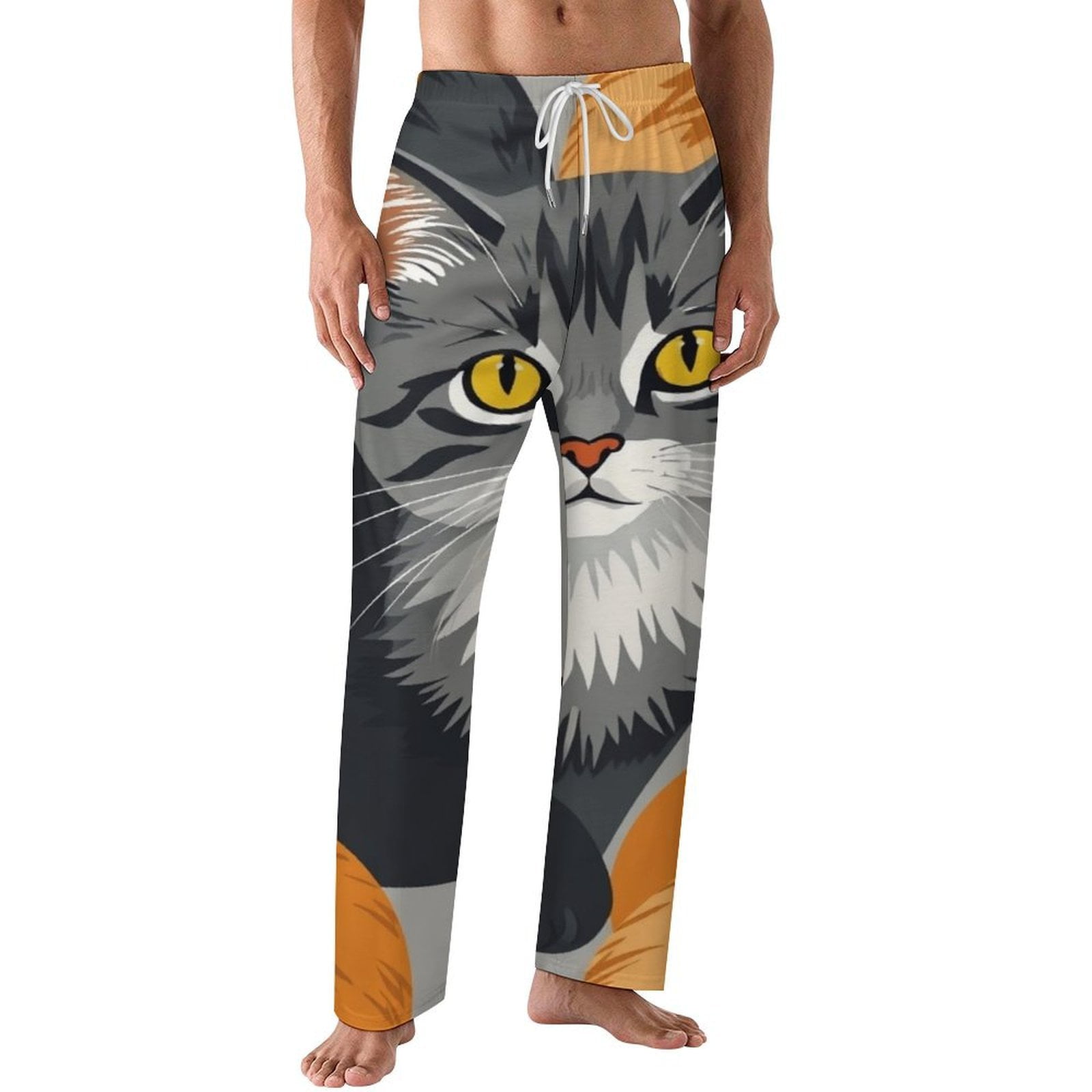 Men Sleep Bottoms Male Lounge Trousers Men's Cute Cat Pattern(2) Pajama ...